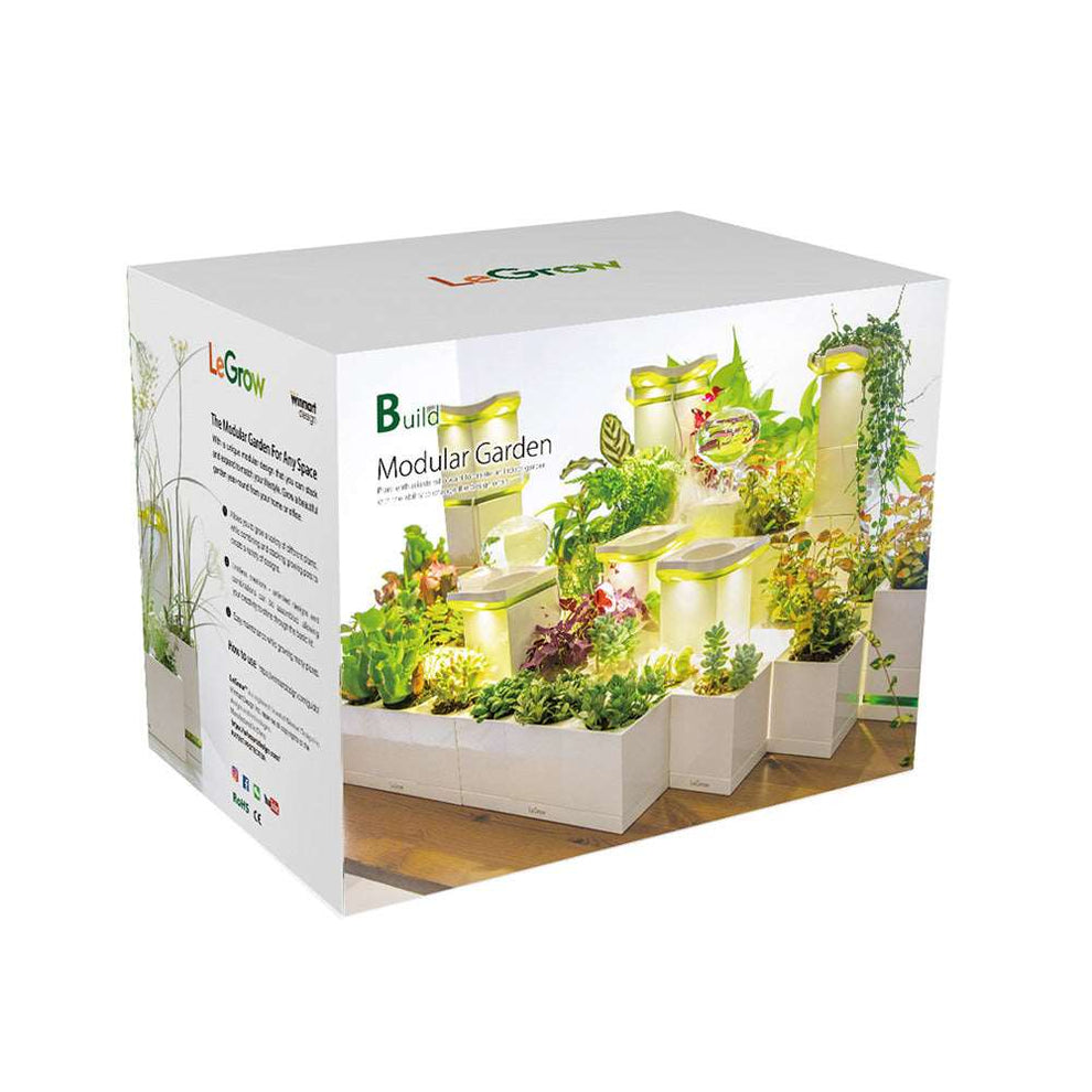 LeGrow Building Kit, Expanding Garden | 10 Pots, 6 connectors, 2 Trays